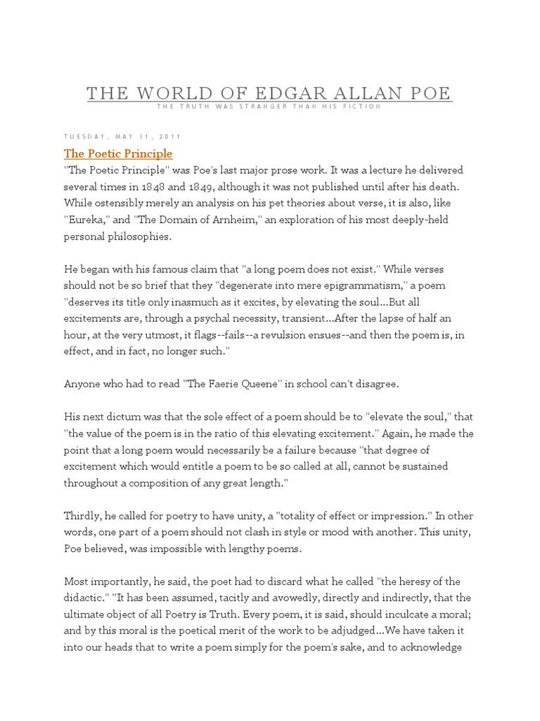 The Poetic Principle Explained | PDF | Edgar Allan Poe | Poetry