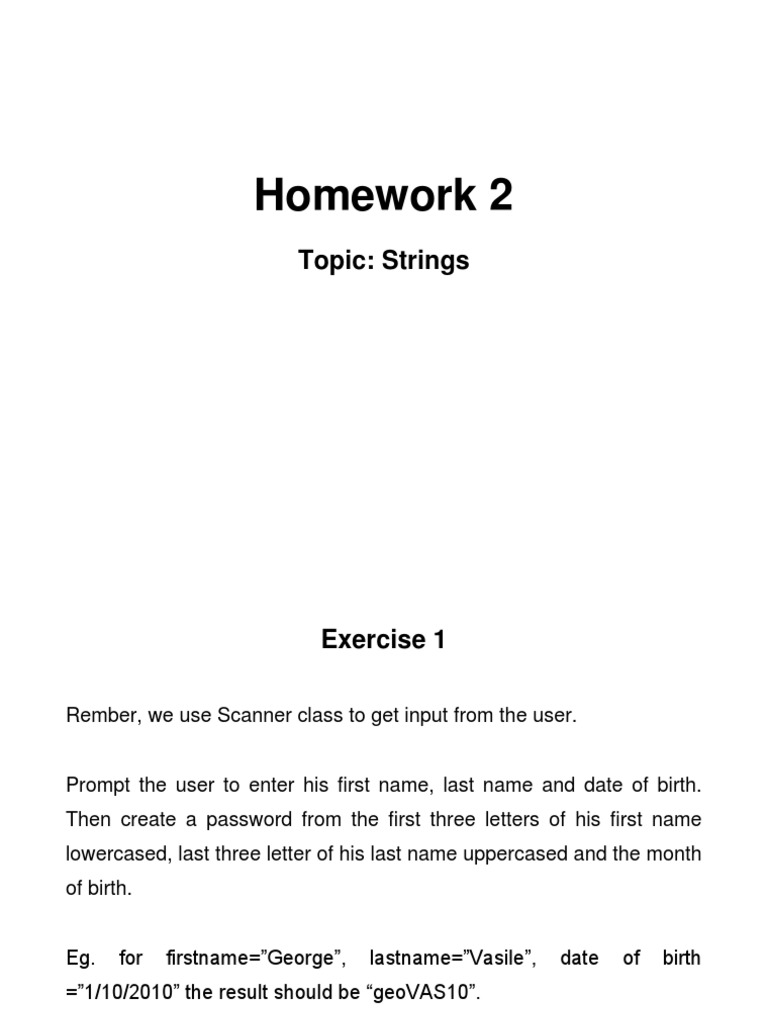 Homework 2: Topic: Strings | PDF