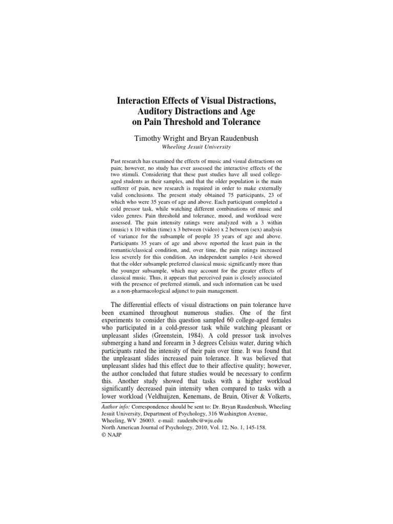 Interaction Effects of Visual Distractions | PDF | Post Hoc Analysis | Pain