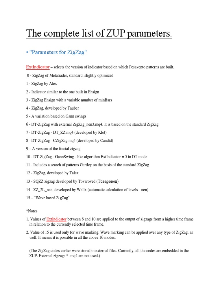 The Complete List of ZUP Parameters v1 | PDF | Parameter (Computer ...