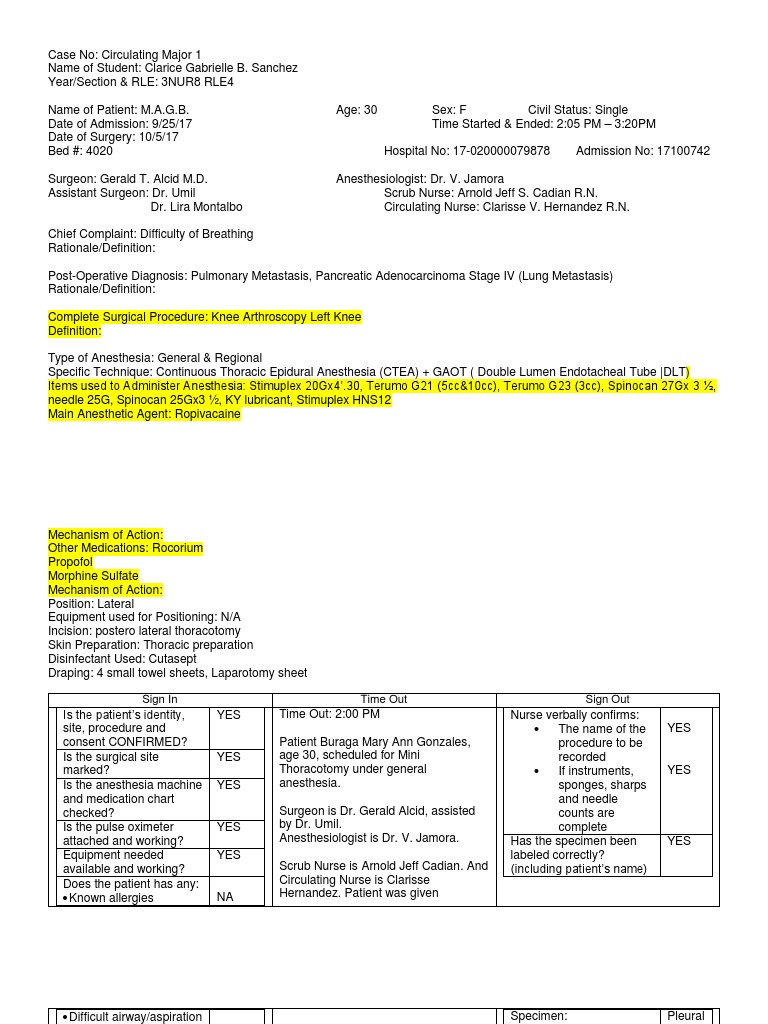 Surgical Preference Card Overview | PDF | Surgery | Anesthesia