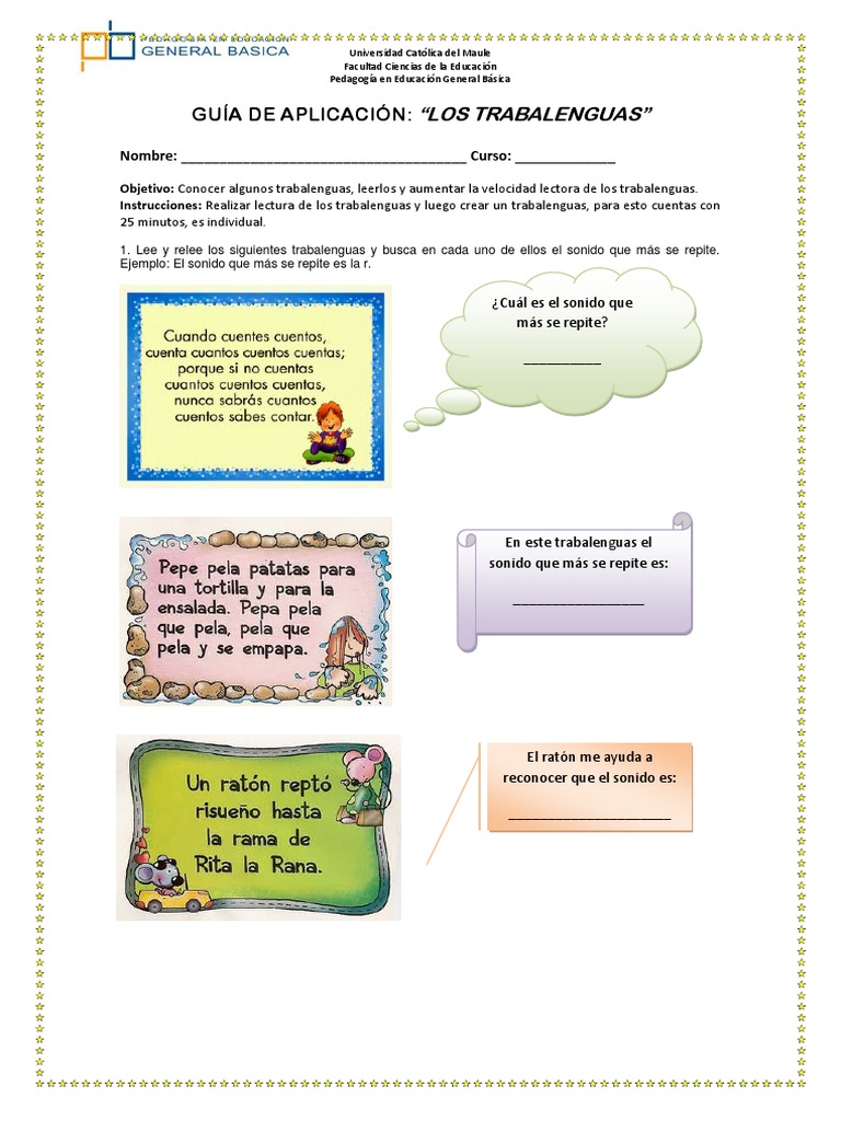 Ficha Trabalenguas 3 - Alumno PDF | PDF | Aprendizaje | Modificación de comportamiento