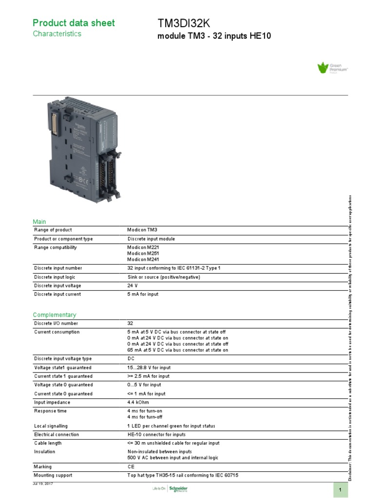 Modicon TM3 - TM3DI32K | PDF | Hertz | Radio Frequency