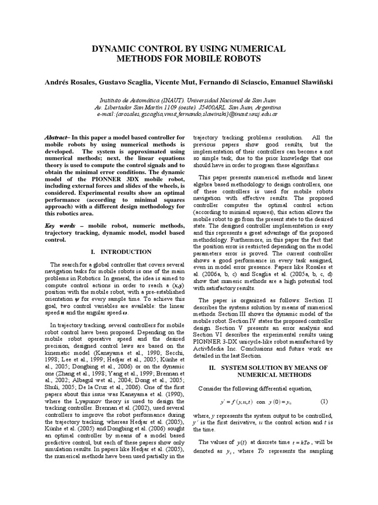Numeric Control of Mobile Robots 2007 | PDF | Numerical Analysis ...