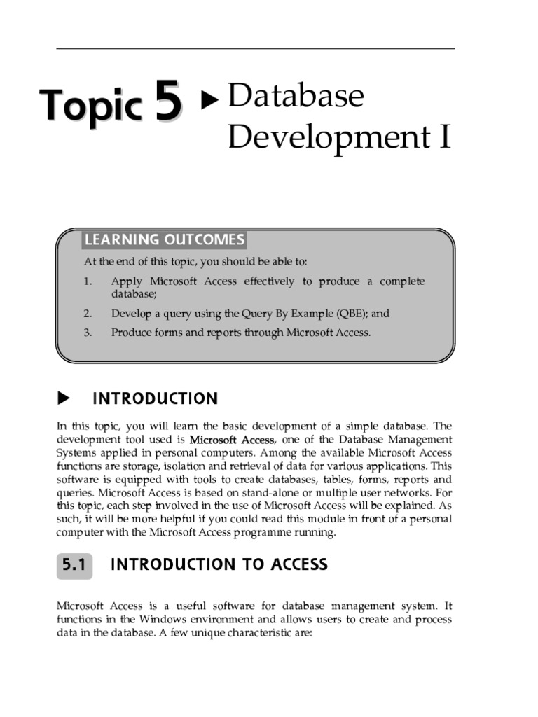 Database Development in Access | PDF | Microsoft Access | Databases