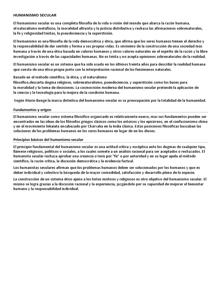 Humanismo Secular | PDF | Humanismo | Epistemología