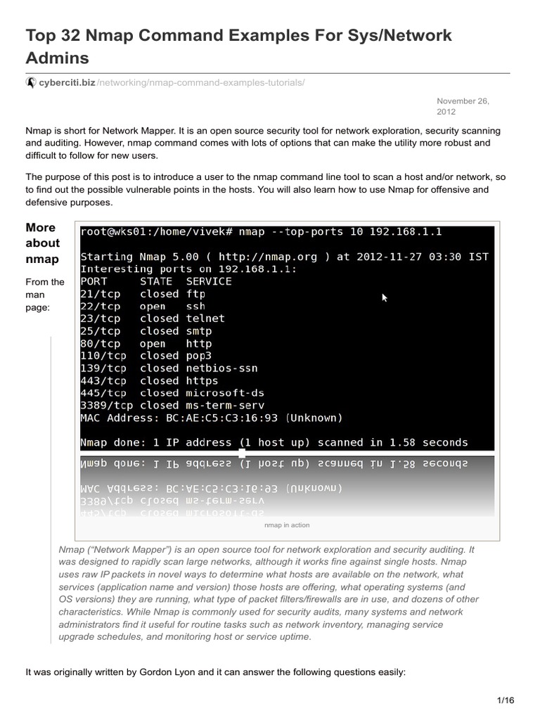 Nmap Guide for Sys/Network Admins | PDF | Firewall (Computing ...
