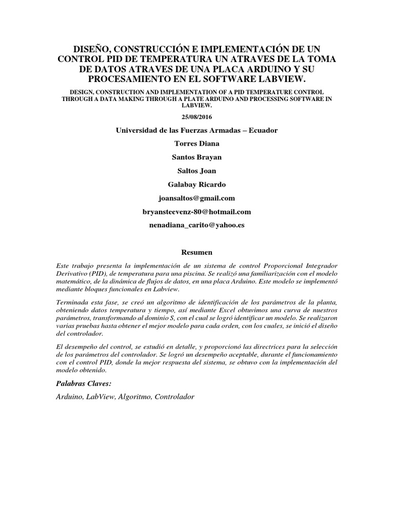 Control PID de Temperatura Con Arduino | PDF | Arduino | Electrónica