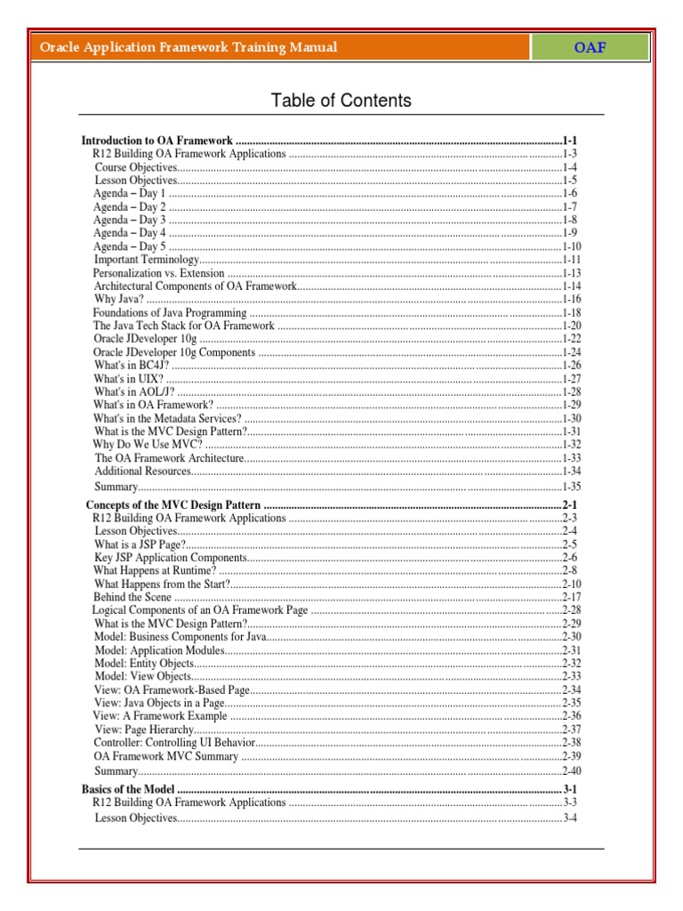 Oaf Oracle Application Framework Training Manual Pdf Pdf Digital