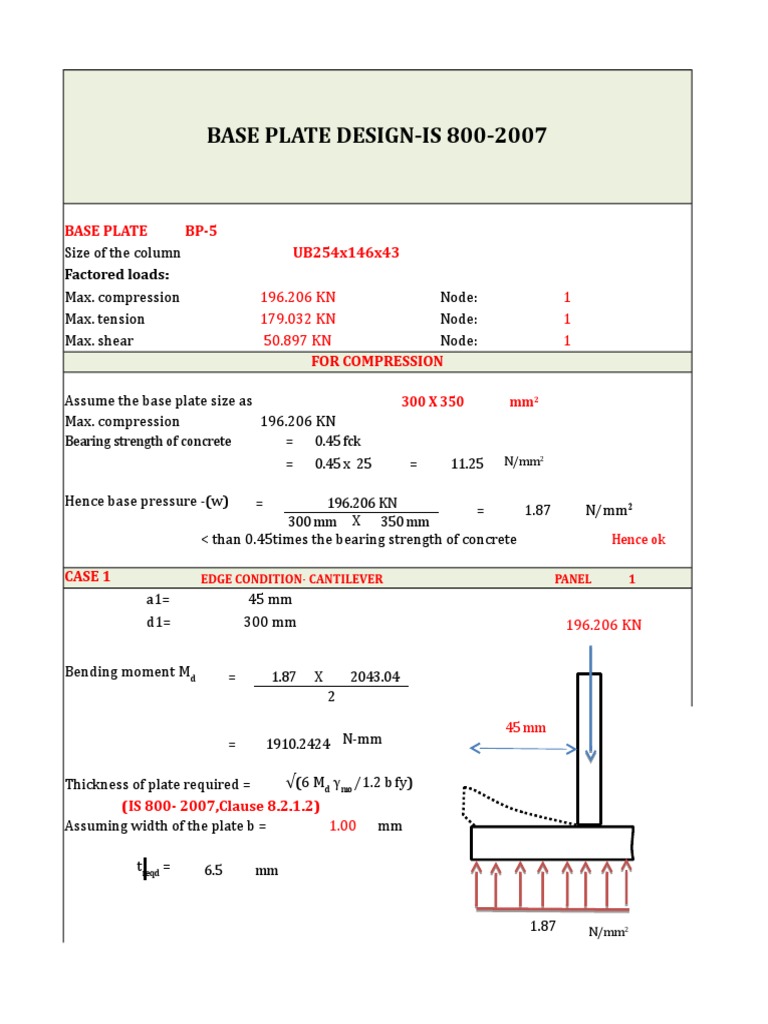 Pinned Base Plate | PDF | Structural Steel | Bending