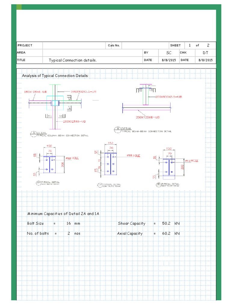 1 2 SC DT Typical Connection Details.: Project Calc No. Sheet of Area ...