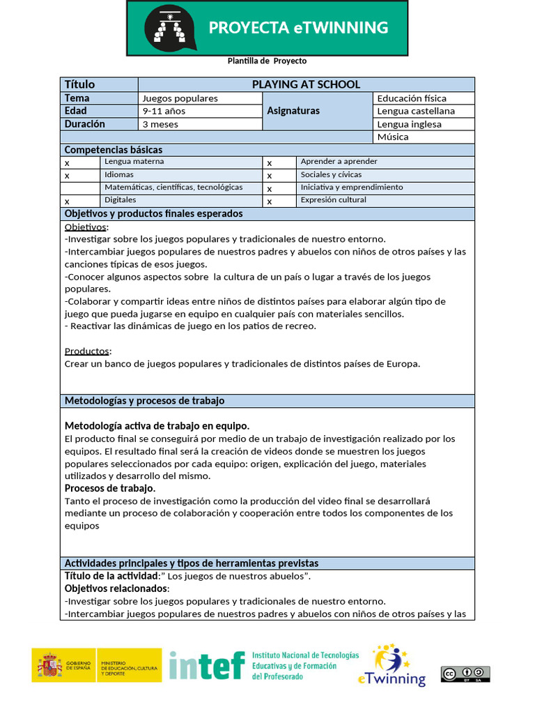 Plantilla Proyecto ETwinning | PDF | Tecnología de información y ...