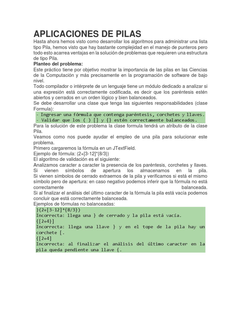 Aplicaciones de Pilas | PDF | Soporte | Programación de computadoras