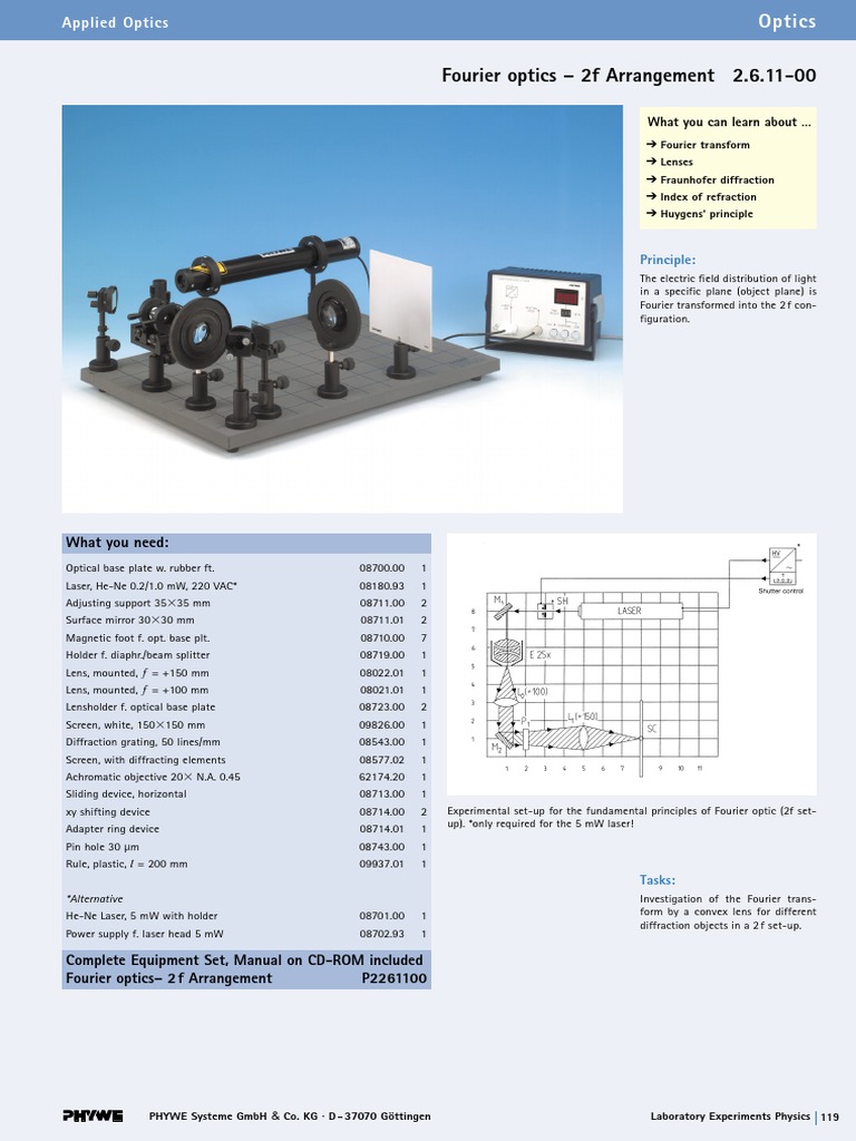 Fourier Optics - 2f Arrangement | PDF | Diffraction | Optics