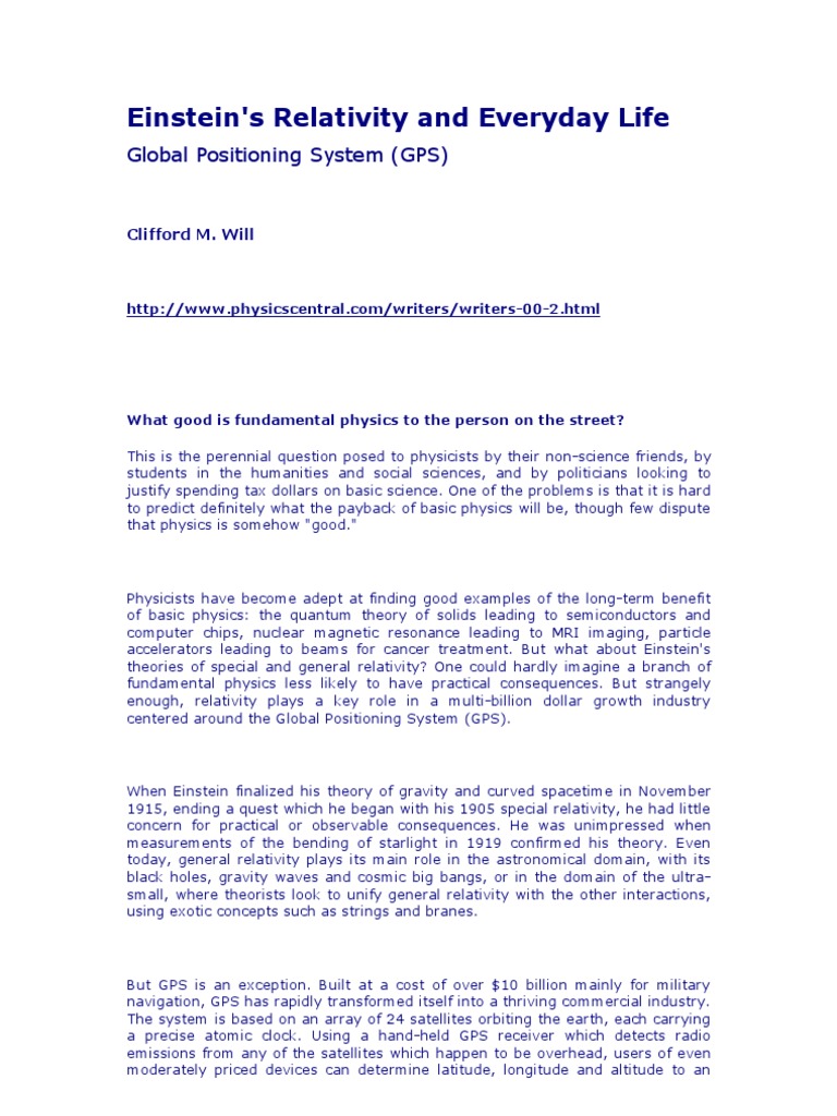 Applications of Relativity in Gps | PDF | General Relativity | Global ...