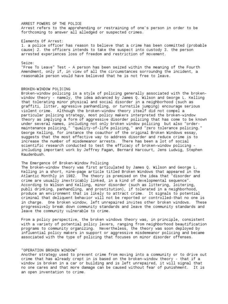 Broken Window Policing | PDF | Police | Misconduct