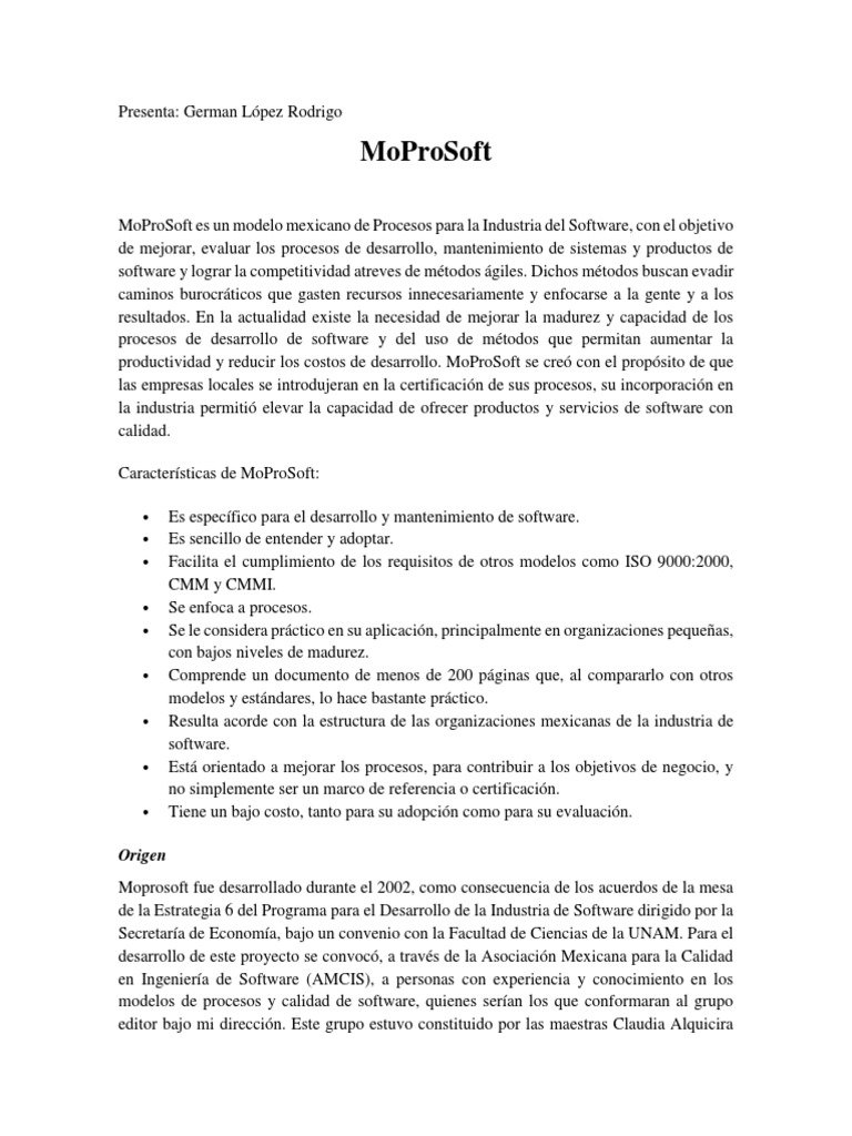 Moprosoft PDF | PDF | Ingeniería de software | Software