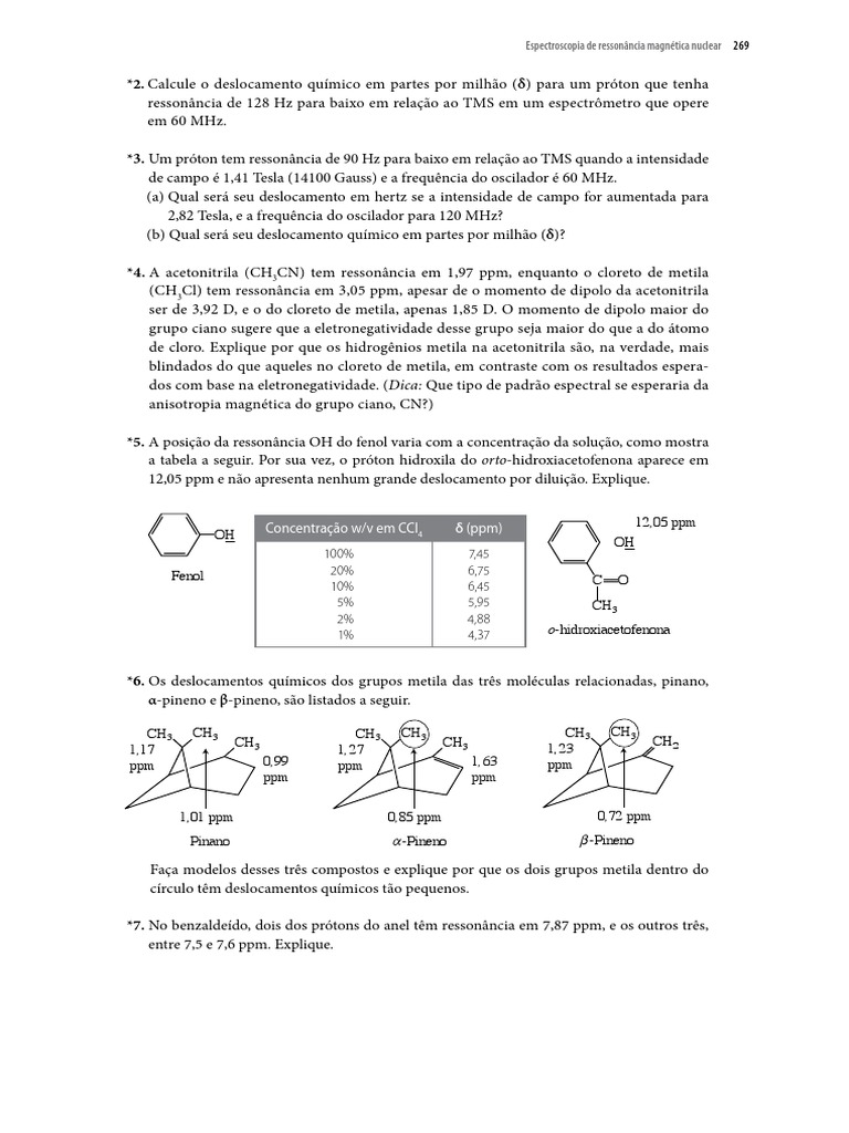 Exercicios RMN | PDF | Imagem de ressonância magnética | Aromaticidade