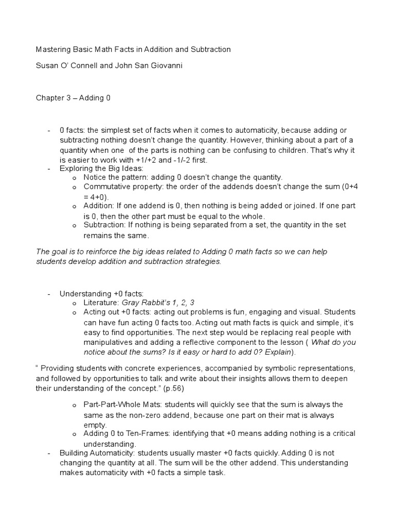 Mastering Basic Math Facts I - Chapter 3 | Download Free PDF | Communication | Psychological ...