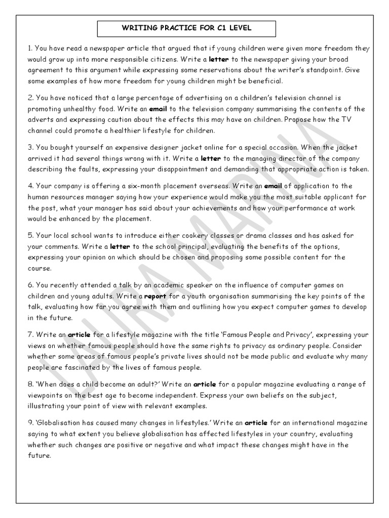 c1 Writing Exercises | Educational Technology | Communication