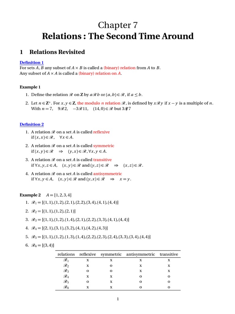 Relations: The Second Time Around | Download Free PDF | Matrix (Mathematics) | Graph Theory
