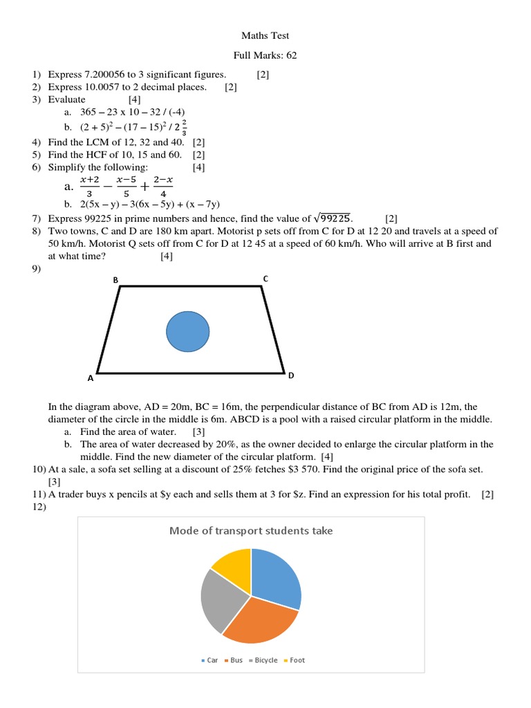 Grade 7 Maths Test Questions | PDF | Geometry | Teaching Mathematics