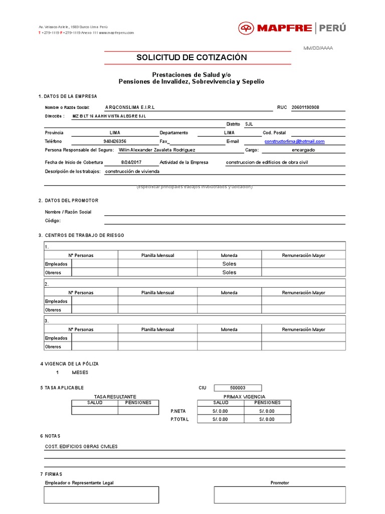 Solicitud SCTR | PDF | Industria textil | Papel