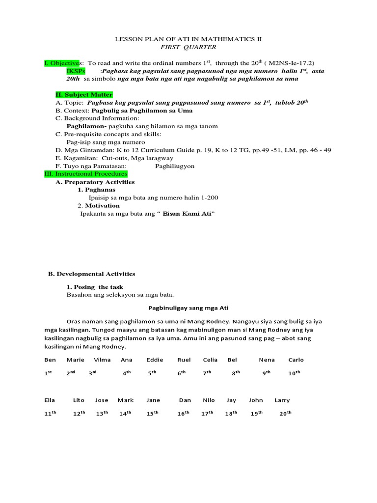 Lesson Plan For IPs | PDF