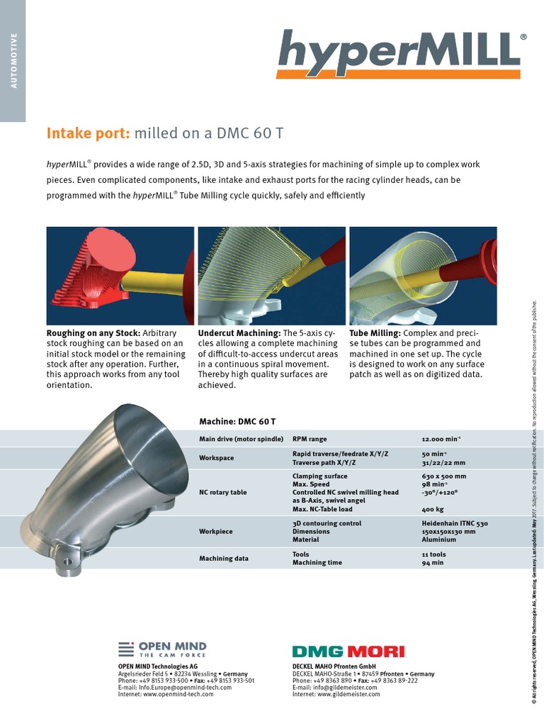 DS DMG DMC 60 T Automotive Intake Port en PDF | PDF | Machining ...