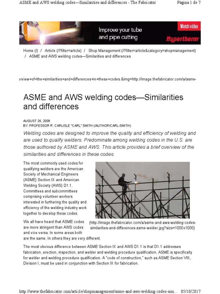ASME & AWS Welding Codes-similarities and Differences | Steel | Engineering