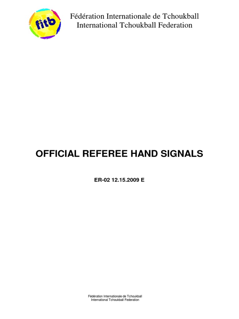 Tchoukball Referee Hand Signals Guide | PDF | Referee | Finger