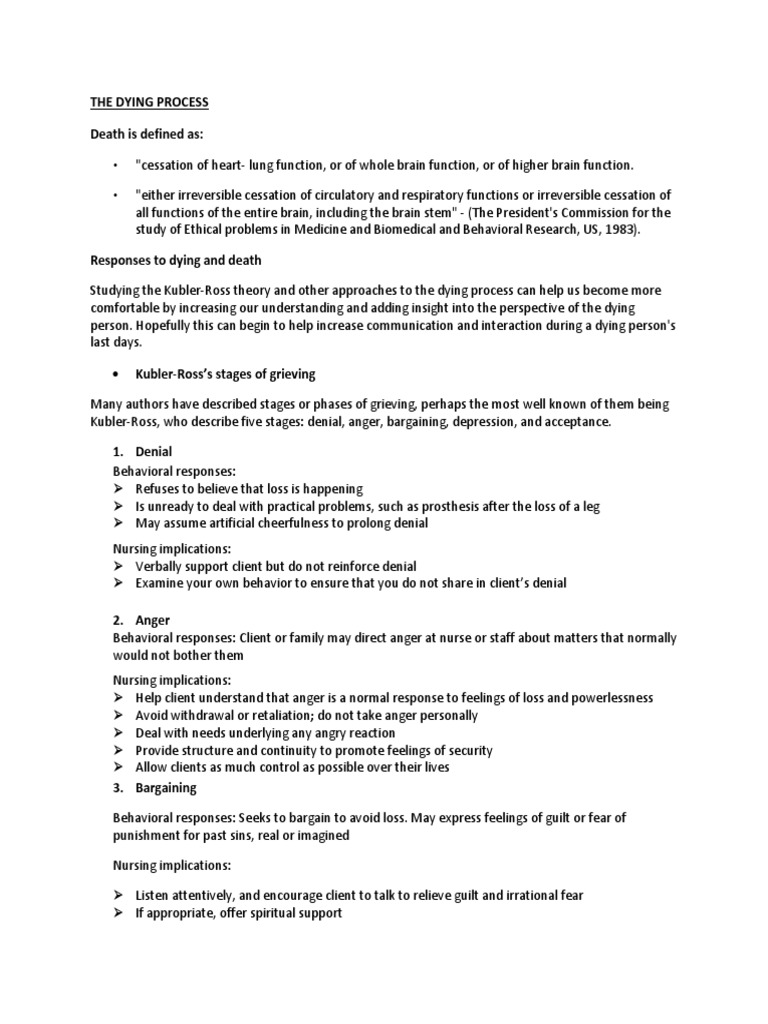 The Dying Process Death Is Defined As | PDF | Cremation | Burial