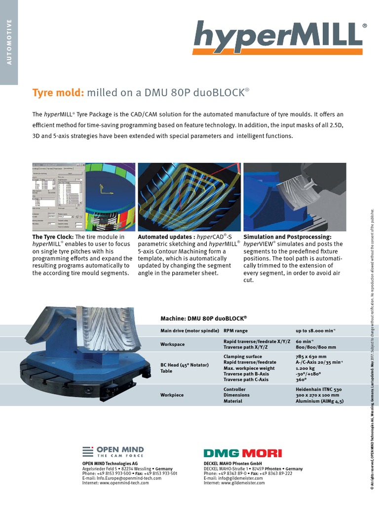 DS DMG DMU 80P DuoBLOCK Automotive Tire Mold en | PDF | Machining | Tire