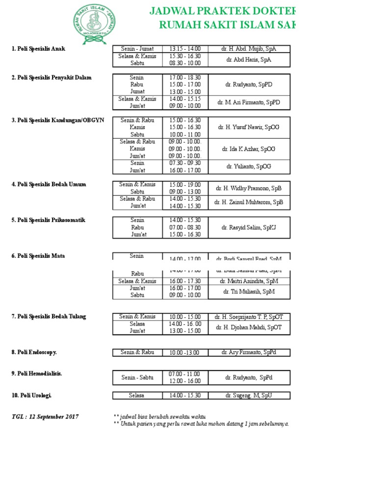 Jadwal Poli | PDF
