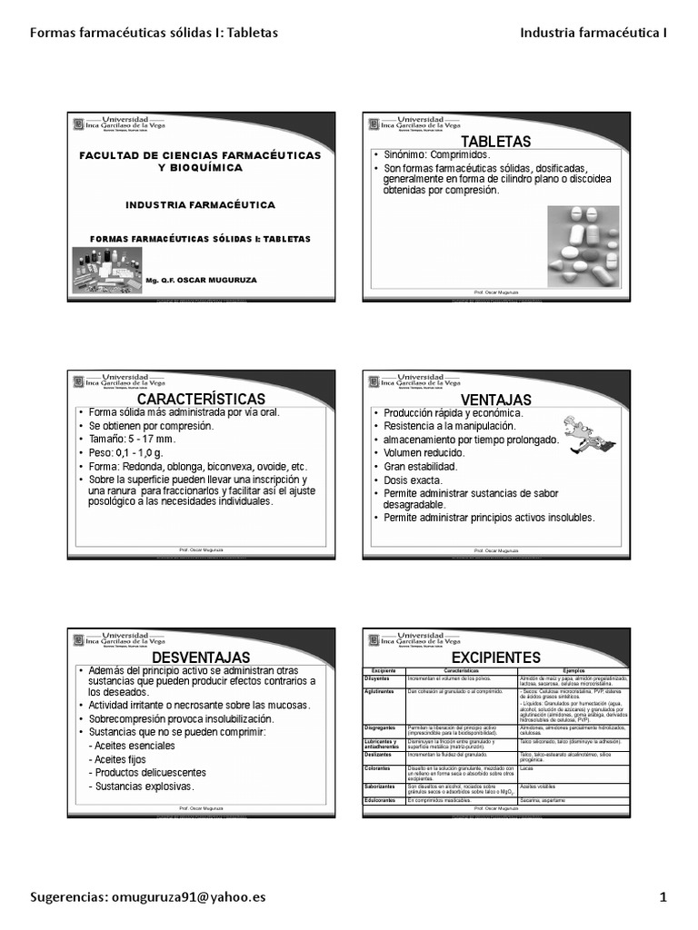 Formas farmacéuticas: Tabletas y comprimidos | PDF | Tableta (Farmacia ...