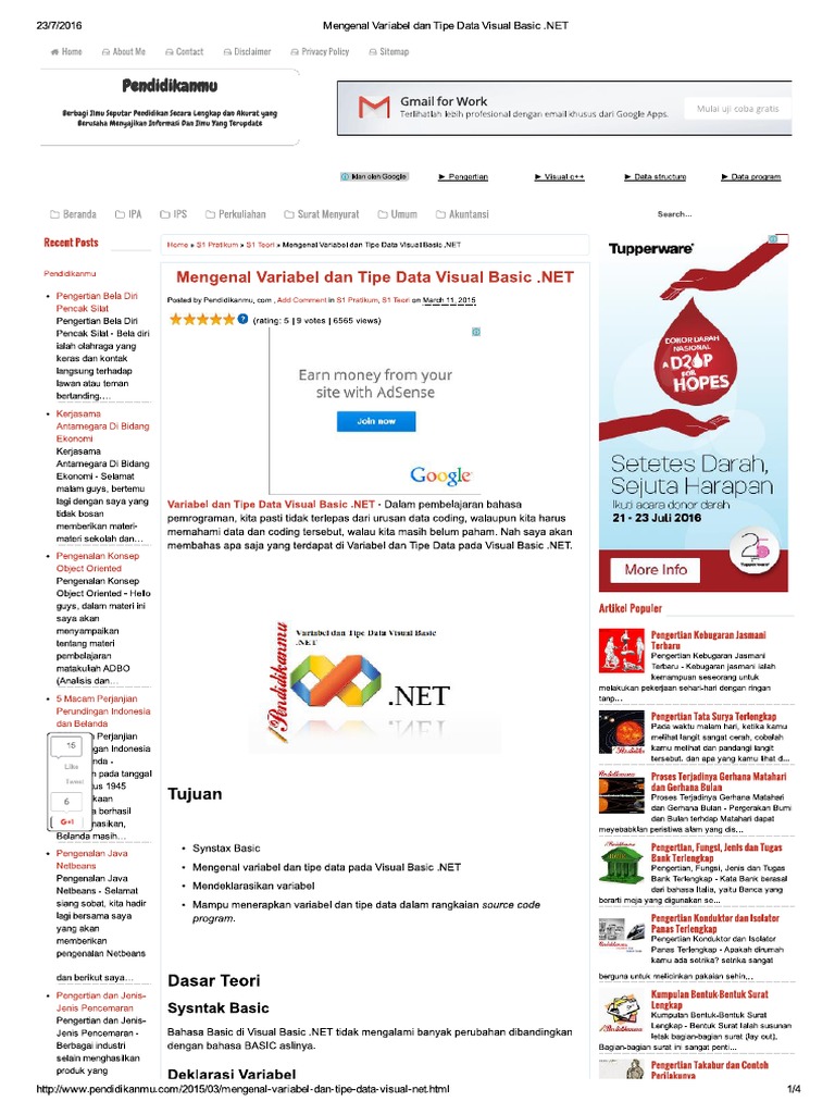 Mengenal Variabel Dan Tipe Data Visual Basic | PDF