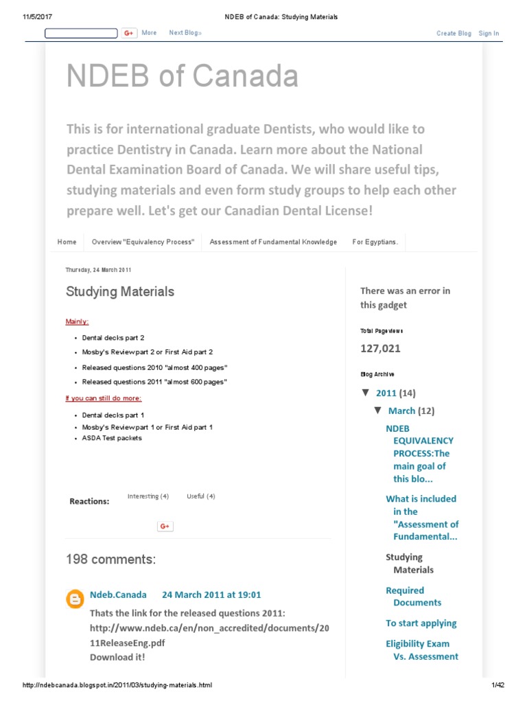 NDEB of Canada - Studying Materials | Download Free PDF | Dental Degree | Dentistry