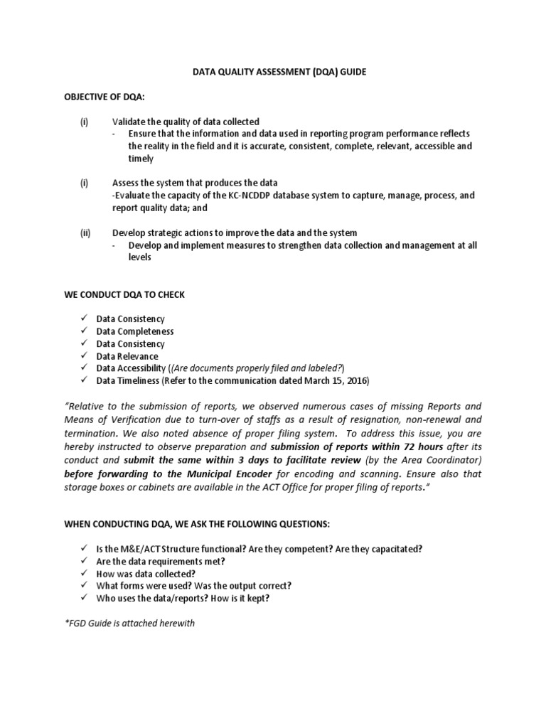 Data Quality Assessment Guide | PDF | Data Quality | Educational Assessment