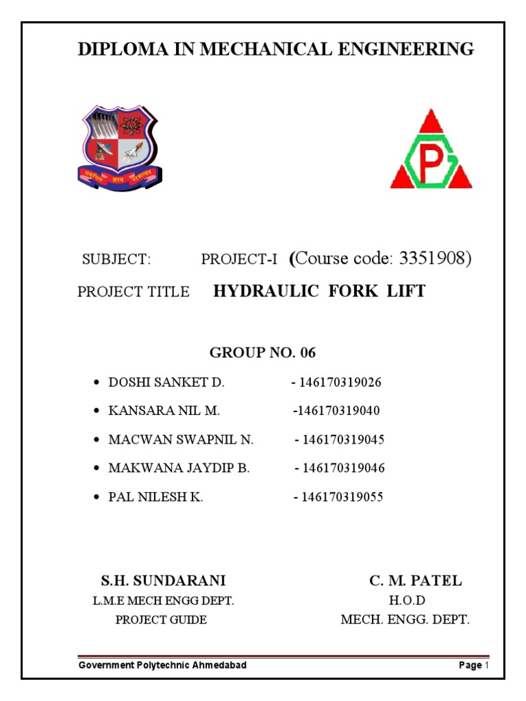 Forklift Project Report 1 PDF | PDF | Forklift | Elevator
