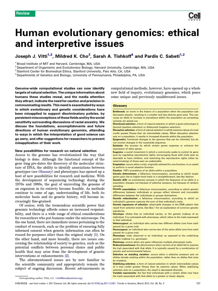 Human Evolutionary Genomics: Ethical and Interpretive Issues | PDF ...