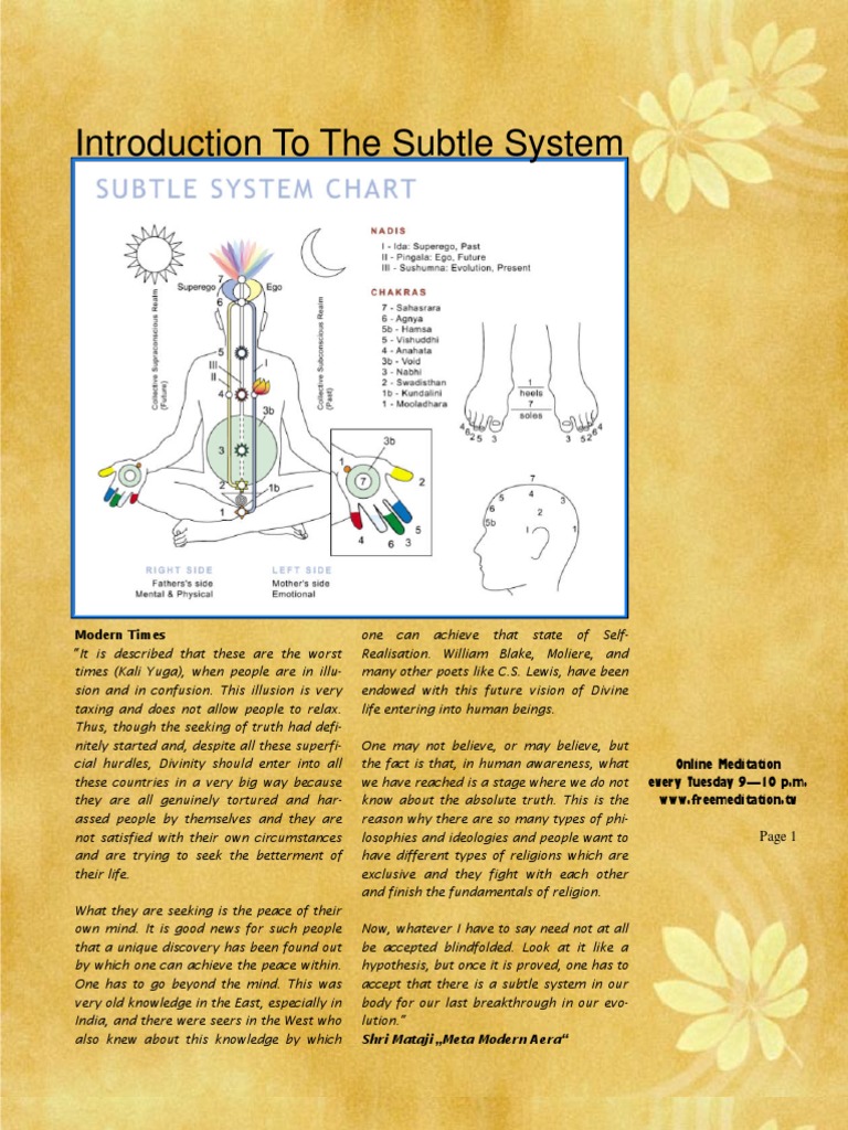 Introduction To The Subtle System: Online Meditation Every Tuesday 9-10 ...