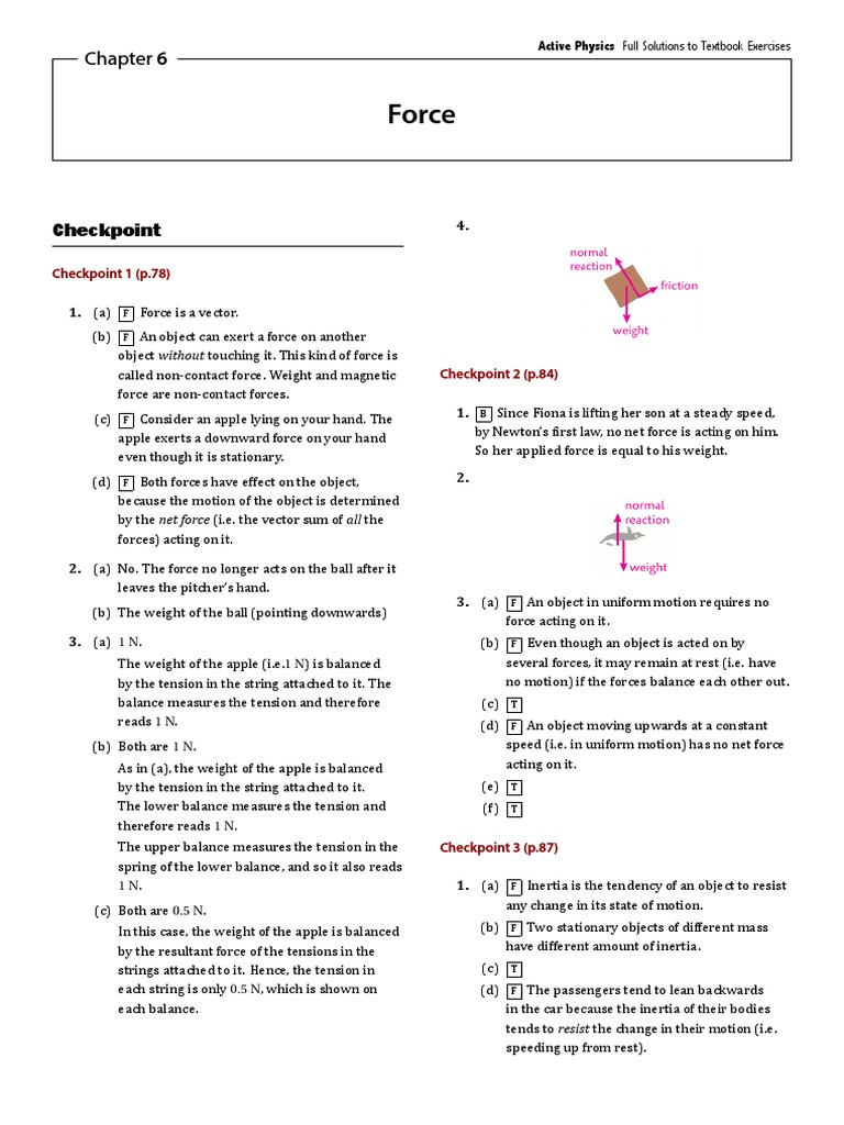 Exercise Solutions ch.6 | PDF | Force | Mass