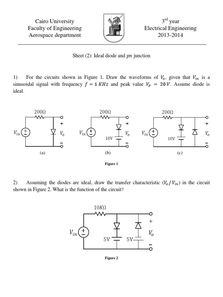 Electronics Problem Set 2: Ideal Diode and PN Junction | PDF | Diode ... Electronics Problem Set 2: Ideal Diode and PN Junction | PDF | Diode ...