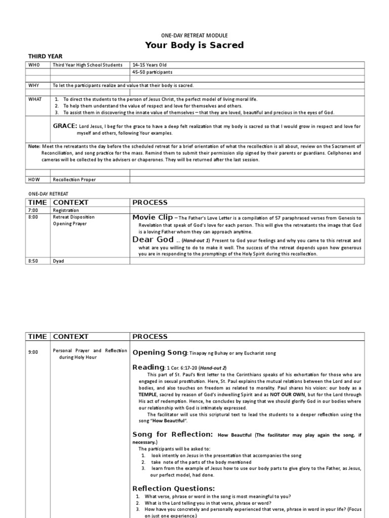 Recollection Modules For High School | PDF | God In Christianity | Prayer