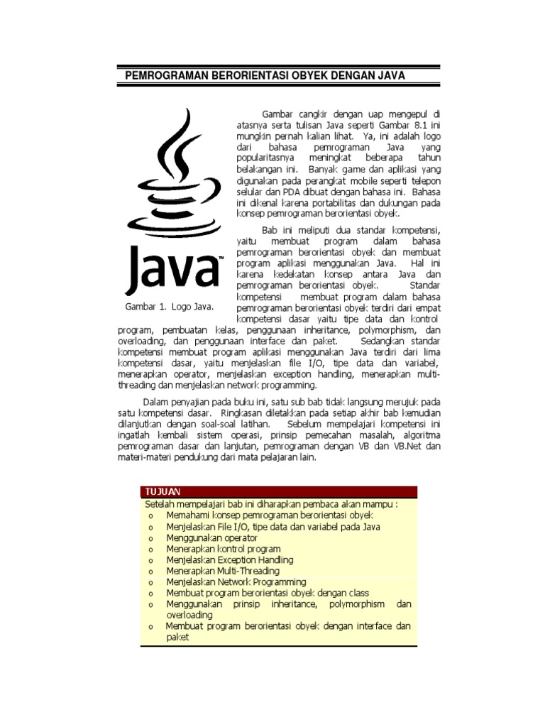 Pemrograman Berorientasi Obyek Dengan Java | PDF