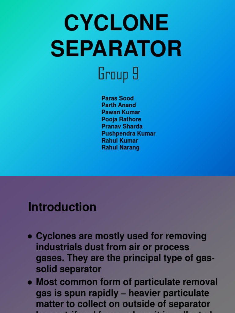Cyclone Separator | PDF | Mechanical Engineering | Physical Sciences