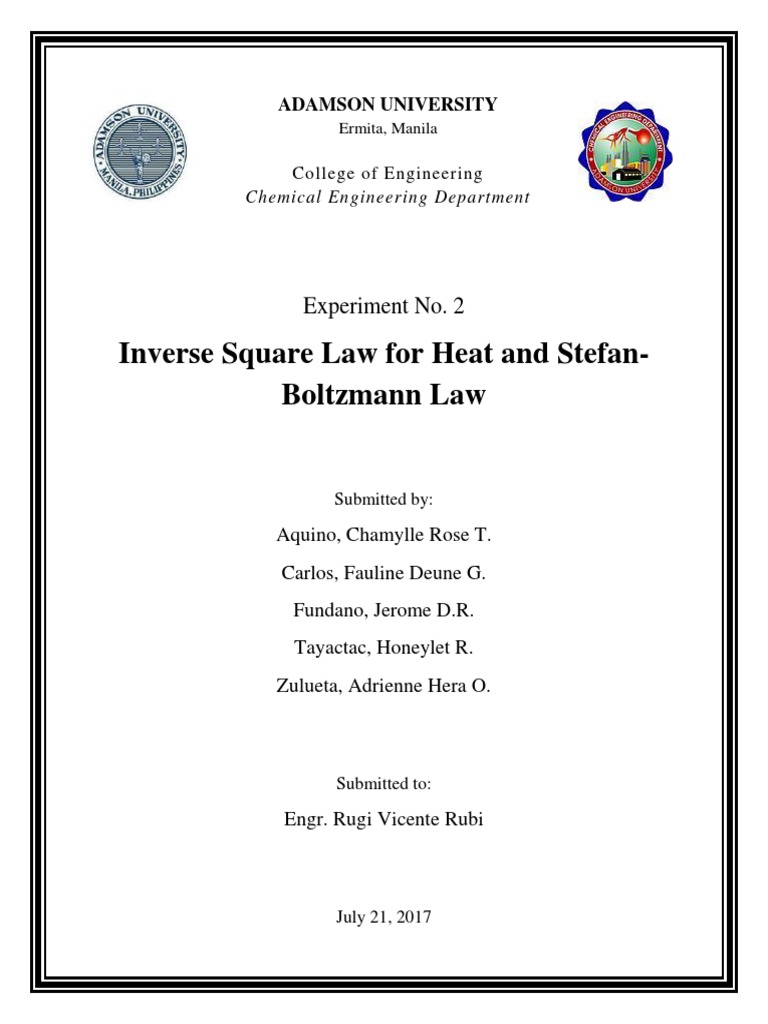 Inverse Square Law For Heat and Stefan-Boltzmann Law: Experiment No. 2 ...