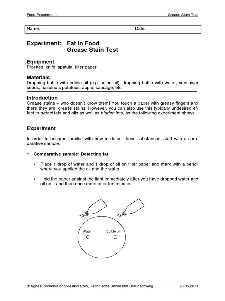 Grease Stain Test | PDF