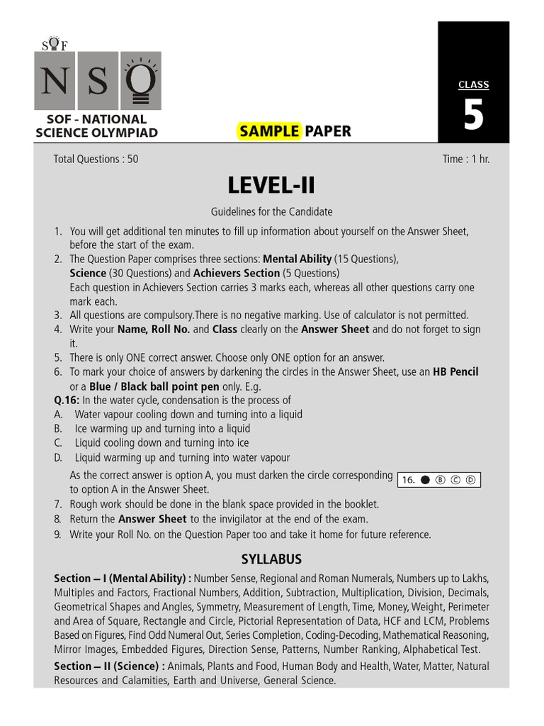 SOF Level 2 NSO Class 5 | PDF | Planets | Soil
