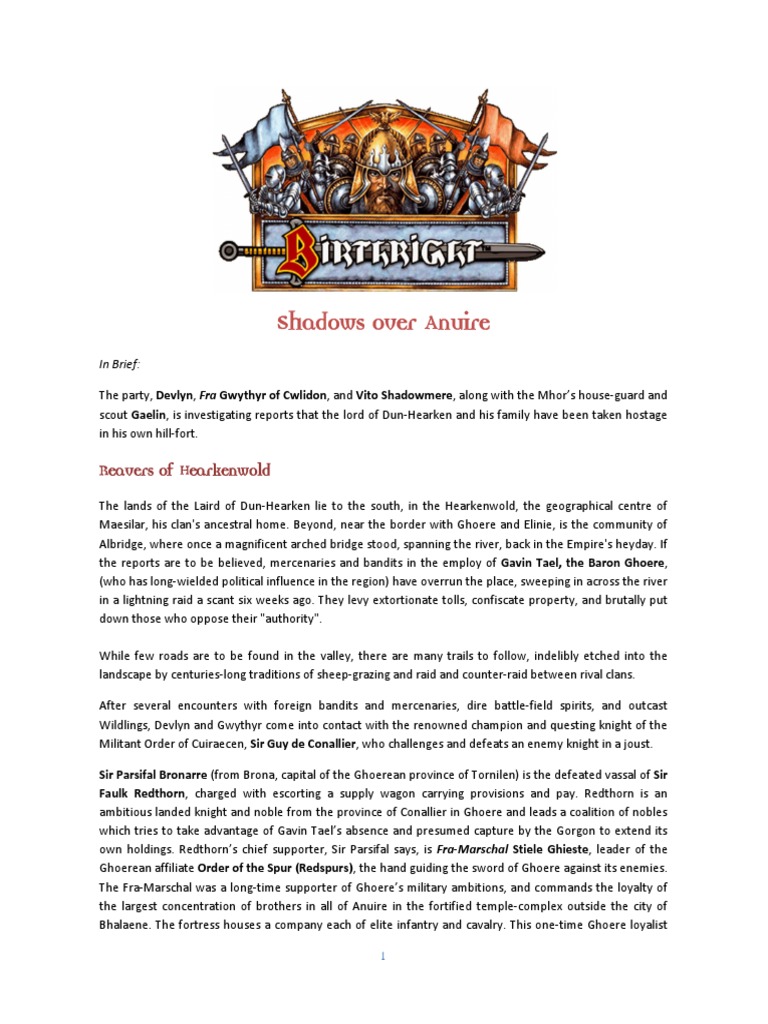 Shadows Over Anuire | PDF | Unrest | Armed Conflict